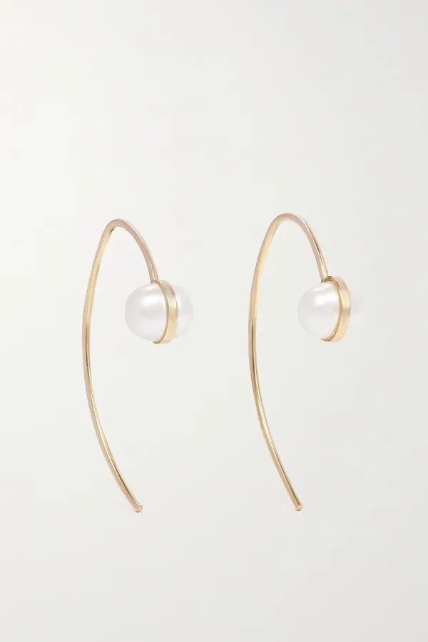 MELISSA JOY MANNING Wishbone 14-karat Recycled Pearl Earrings - Gold