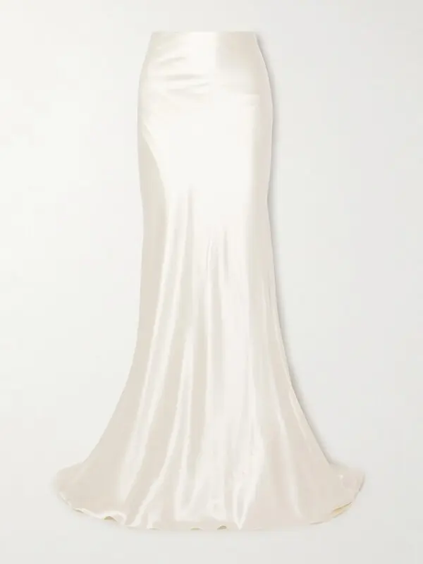DANIELLE FRANKEL Dree Wool And Silk-blend Charmeuse Maxi Skirt
