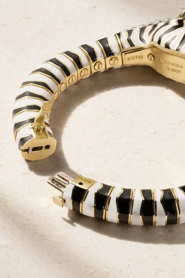 David Webb Zebra Diamond, Ruby And Enamel Bracelet