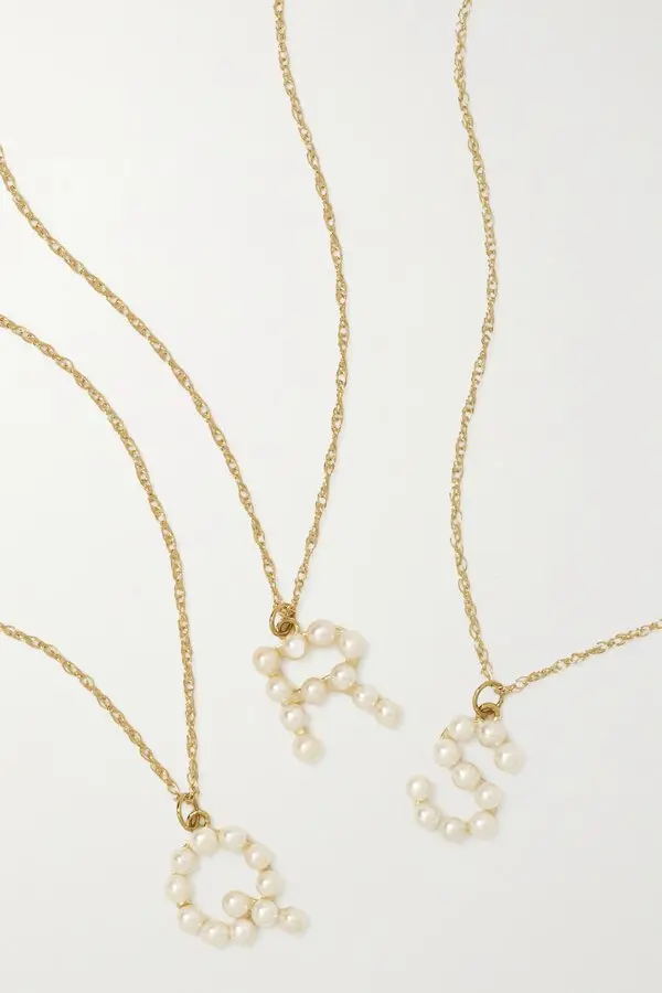 STONE AND STRAND Initial 10-karat Pearl Necklace - Gold