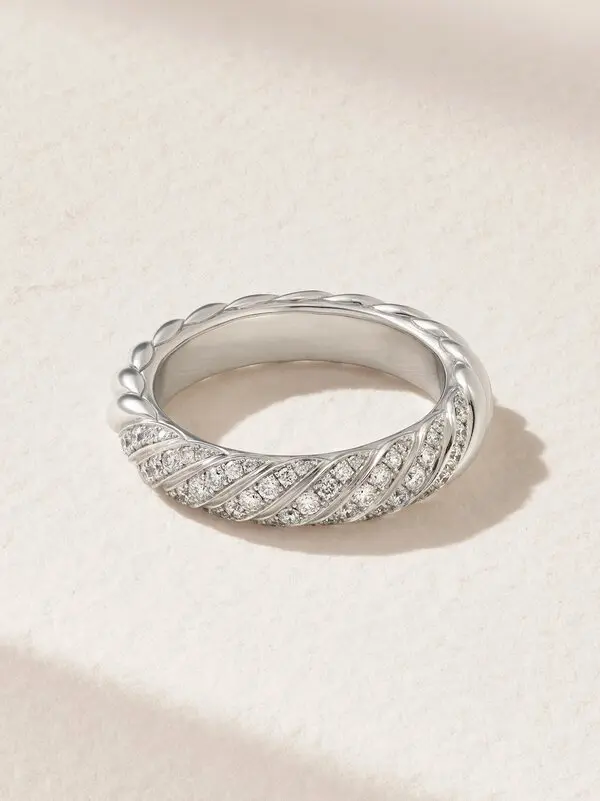 David Yurman Sculpted Cable 18-karat White Diamond Ring - Gold