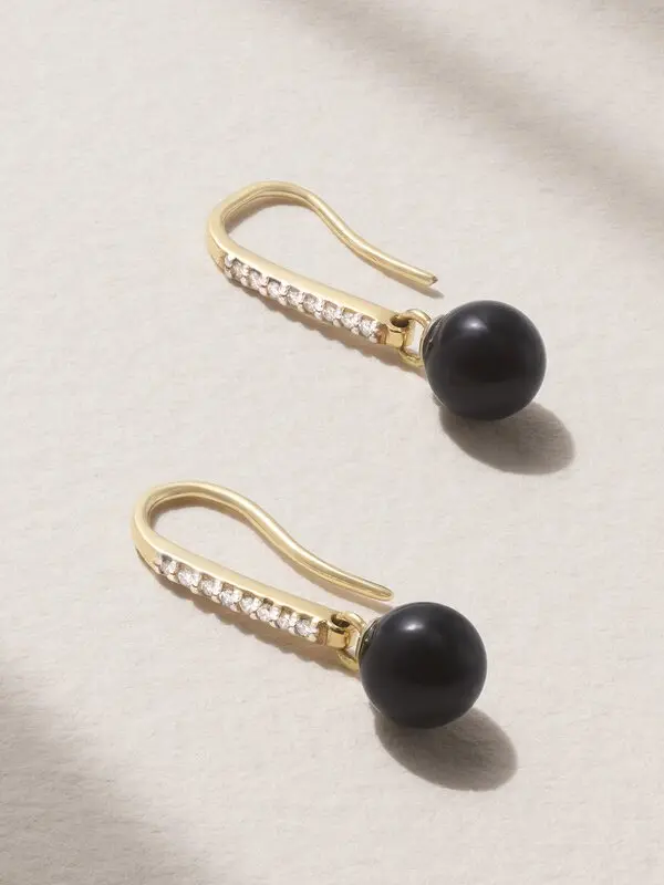 Mateo 14-karat Onyx And Diamond Dangle Earrings - Gold