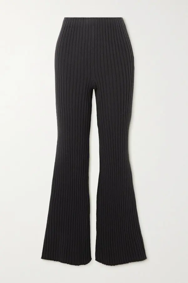 THE ROW Bija Ribbed Cashmere Flared Pants