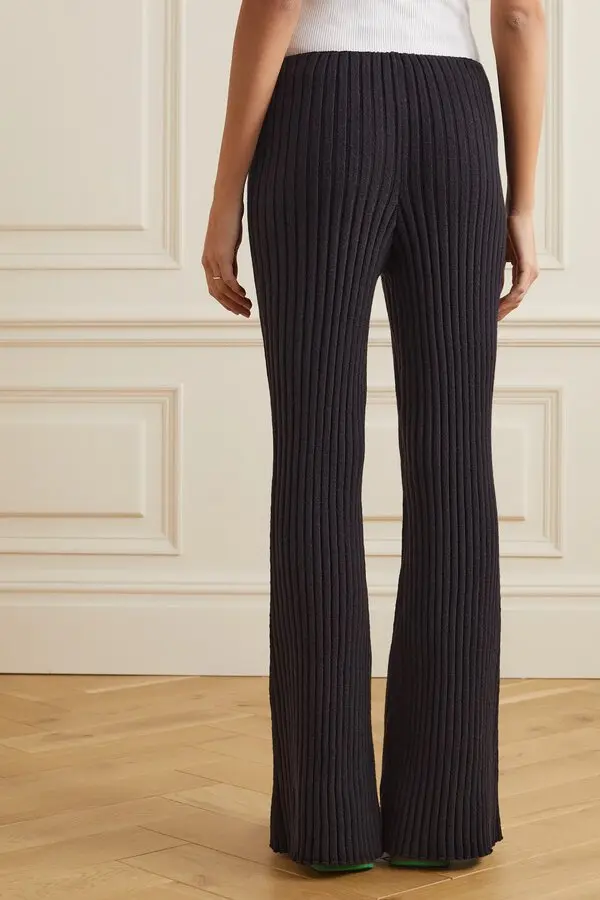 THE ROW Bija Ribbed Cashmere Flared Pants