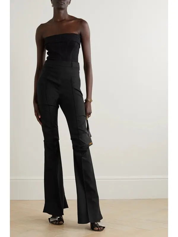 Jacquemus Merria Stretch-wool Flared Pants - Black