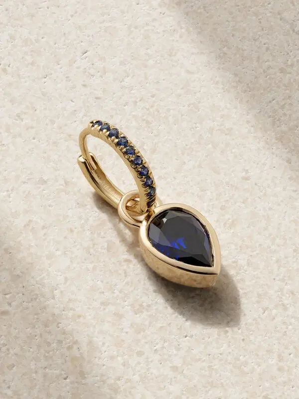 Alison Lou Tear Sapphire Single Hoop Earring - Gold