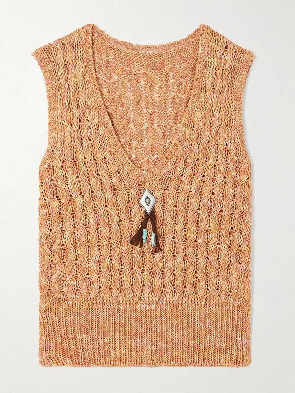 FORTELA Cable-knit Cotton Vest - Orange