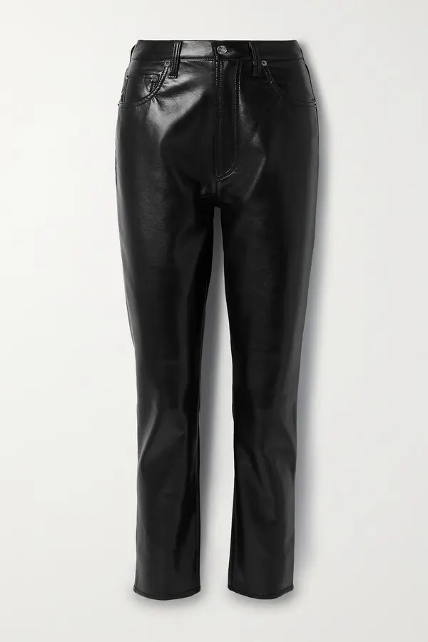 AGOLDE Riley Long Recycled Leather-blend Straight-leg Pants