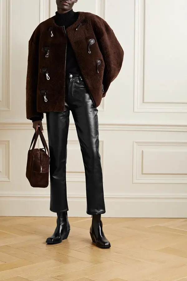 AGOLDE Riley Long Recycled Leather-blend Straight-leg Pants