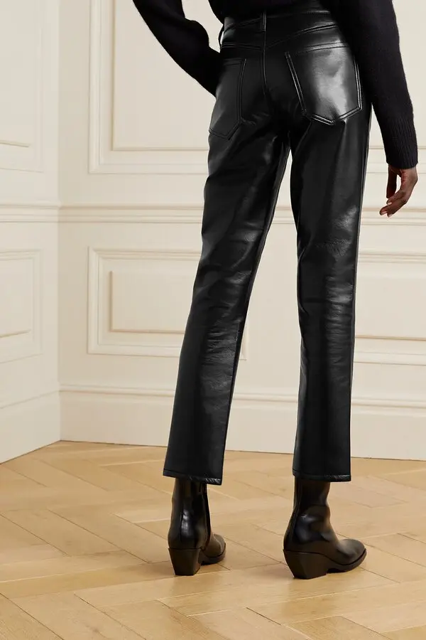 AGOLDE Riley Long Recycled Leather-blend Straight-leg Pants