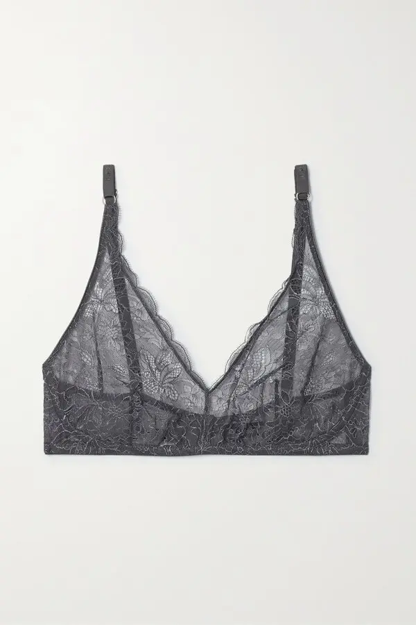 I.D. Sarrieri Charlotte Lace And Tulle Soft-cup Triangle Bra - Gray