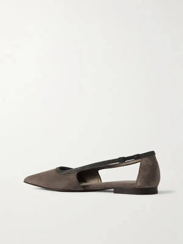 Brunello Cucinelli Bead-embellished Suede Flats