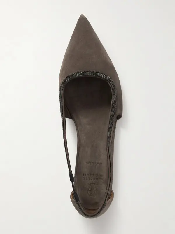 Brunello Cucinelli Bead-embellished Suede Flats