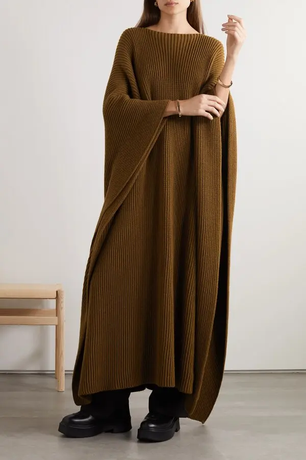 THE ROW Roman Ribbed Cashmere Poncho
