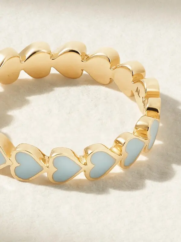 Alison Lou Heart Stack 14-karat Gold And Enamel Ring