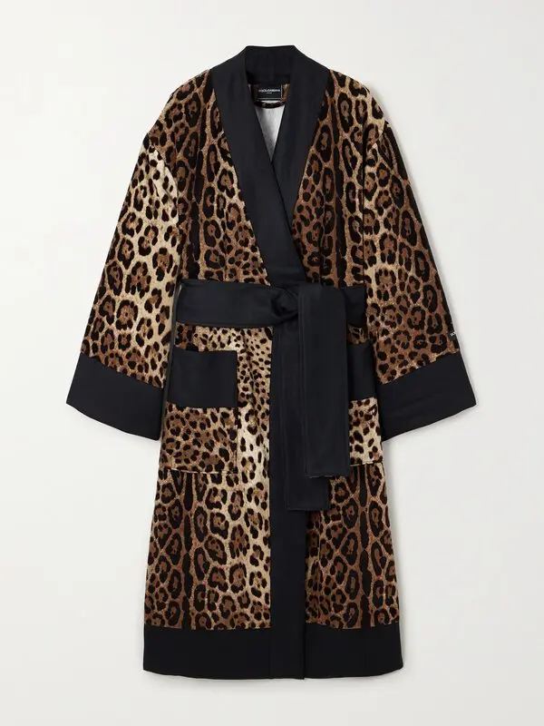 Dolce & Gabbana Leopard-print Cotton-terry Robe - Brown