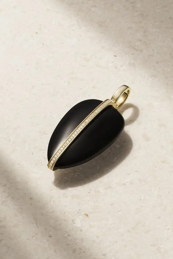 BY PARIAH Net Sustain Pebble Onyx And Diamond Pendant - Black