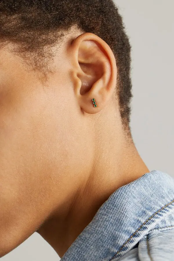 JENNIFER MEYER 18-karat Emerald Stud Earrings