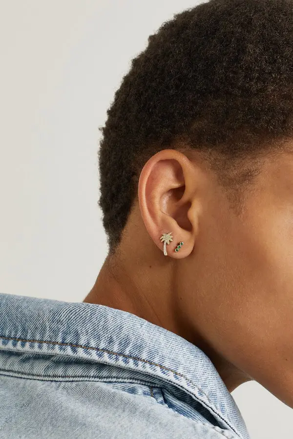 JENNIFER MEYER 18-karat Emerald Stud Earrings