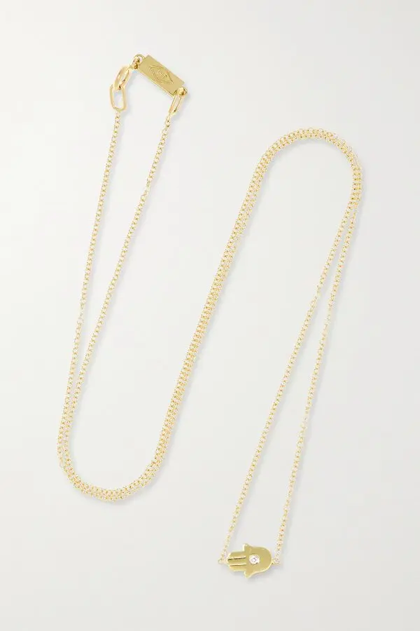 JENNIFER MEYER Mini Hamsa 18-karat Diamond Necklace - Gold