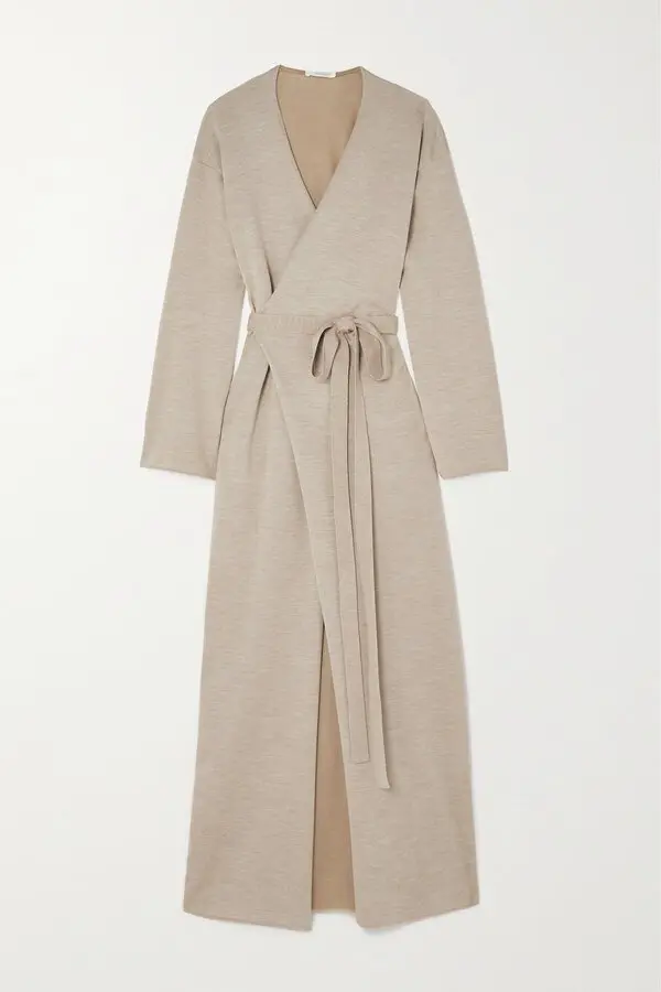 THE ROW Aras Stretch Wool, Silk And Cashmere-blend Maxi Wrap Dress