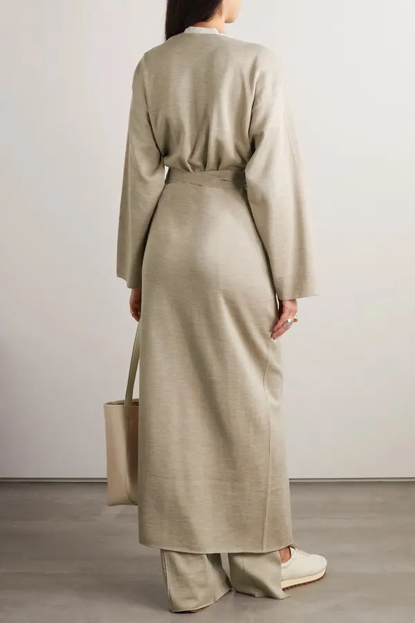 THE ROW Aras Stretch Wool, Silk And Cashmere-blend Maxi Wrap Dress