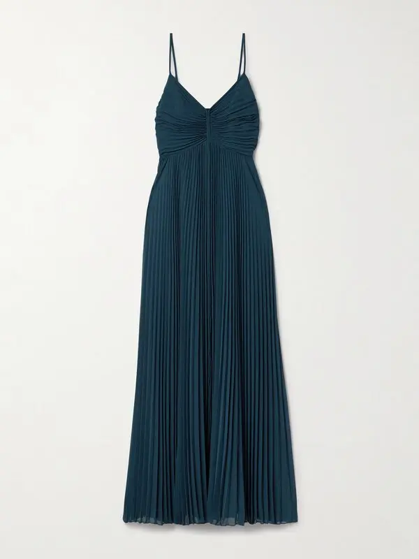 Diane Von Furstenberg Ima Plissé Recycled-crepe Maxi Dress - Blue