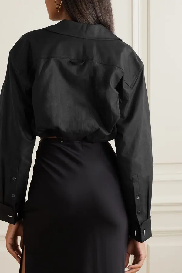 Jacquemus Machou Cropped Cotton And Linen-blend Shirt