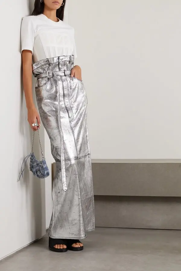 Acne Studios Metallic Leather Maxi Skirt