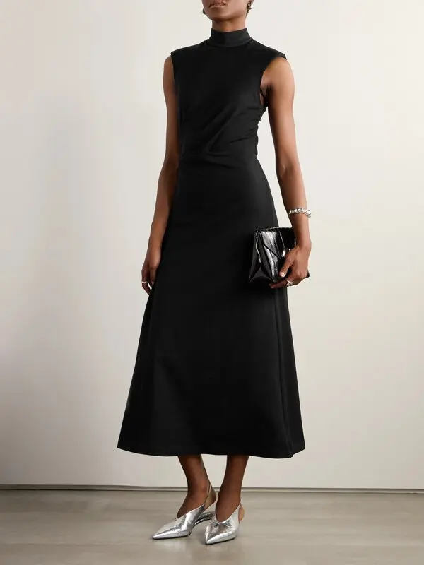Brunello Cucinelli Draped Stretch-wool Midi Dress
