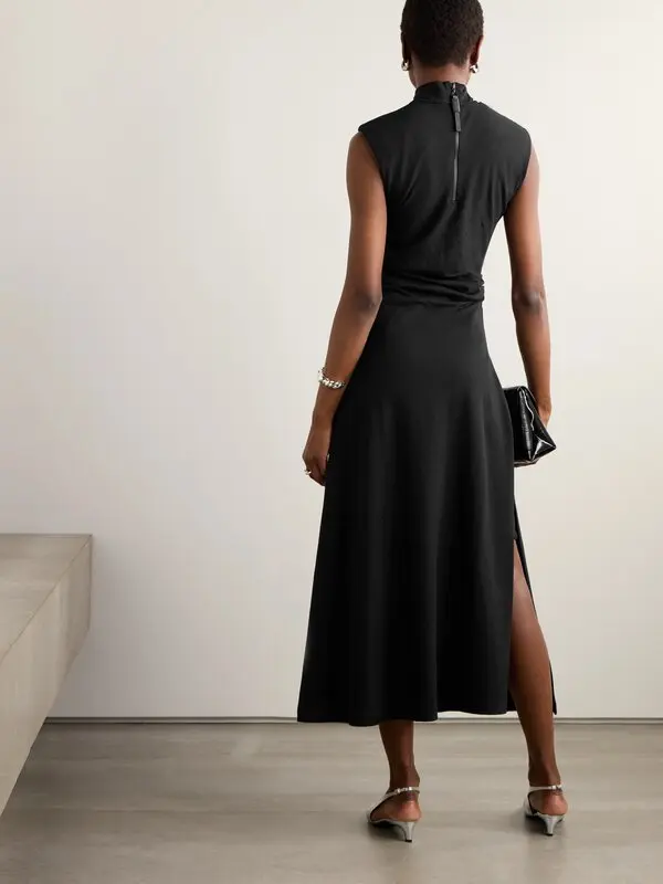 Brunello Cucinelli Draped Stretch-wool Midi Dress
