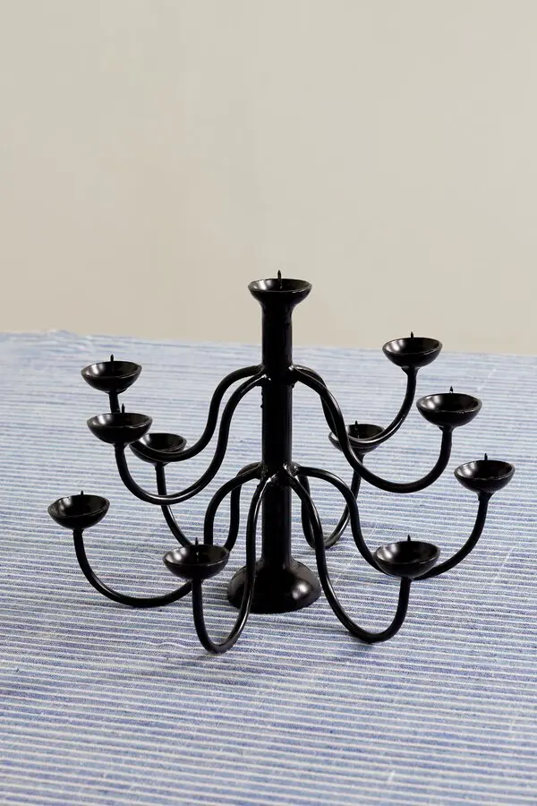 GOHAR WORLD Mini Wrought Iron Candelabra - Black