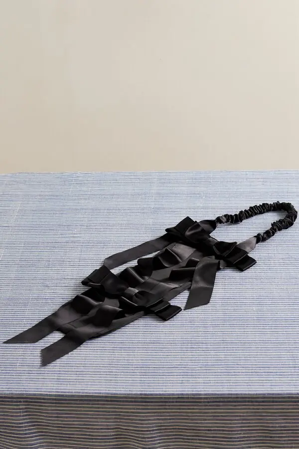 GOHAR WORLD Bow-embellished Baguette Pouch - Black