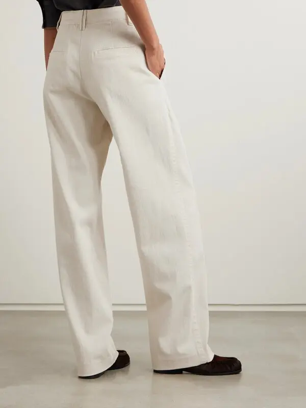 Brunello Cucinelli Embellished Pleated Cotton-blend Wide-leg Trousers