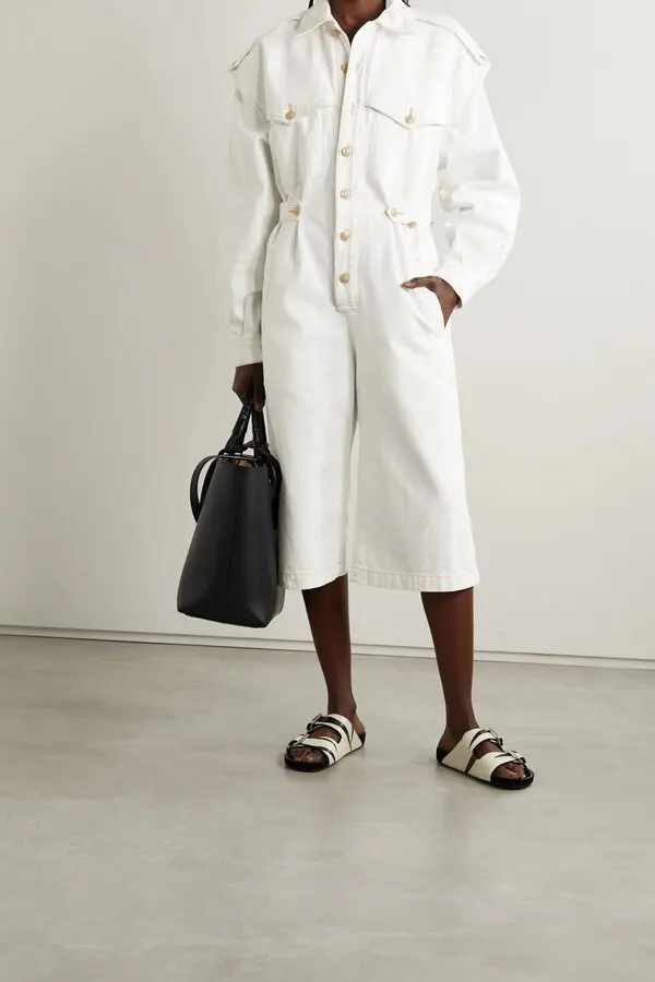 GOLDSIGN The Cullotte Cropped Denim Jumpsuit