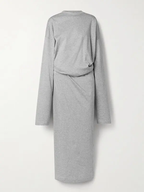 Marie Adam-Leenaerdt Spiral Cotton-jersey Wrap Midi Dress - Gray