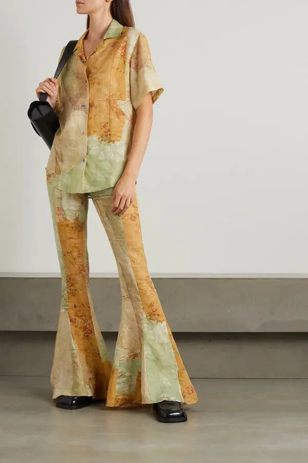 Acne Studios Printed Linen Flared Pants