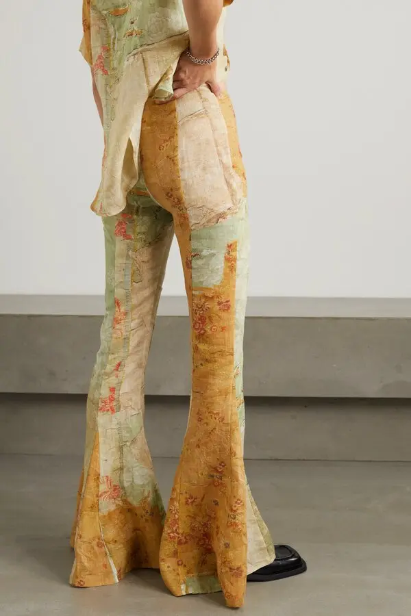 Acne Studios Printed Linen Flared Pants