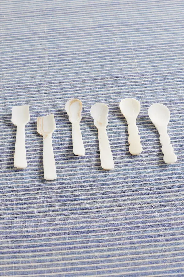 GOHAR WORLD Set Of Six Mother-of-pearl Dessert Spoons - Neutrals