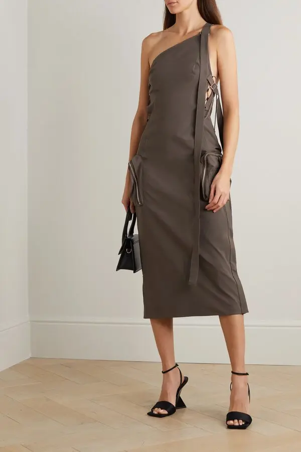 Jacquemus One-shoulder Twill Midi Dress