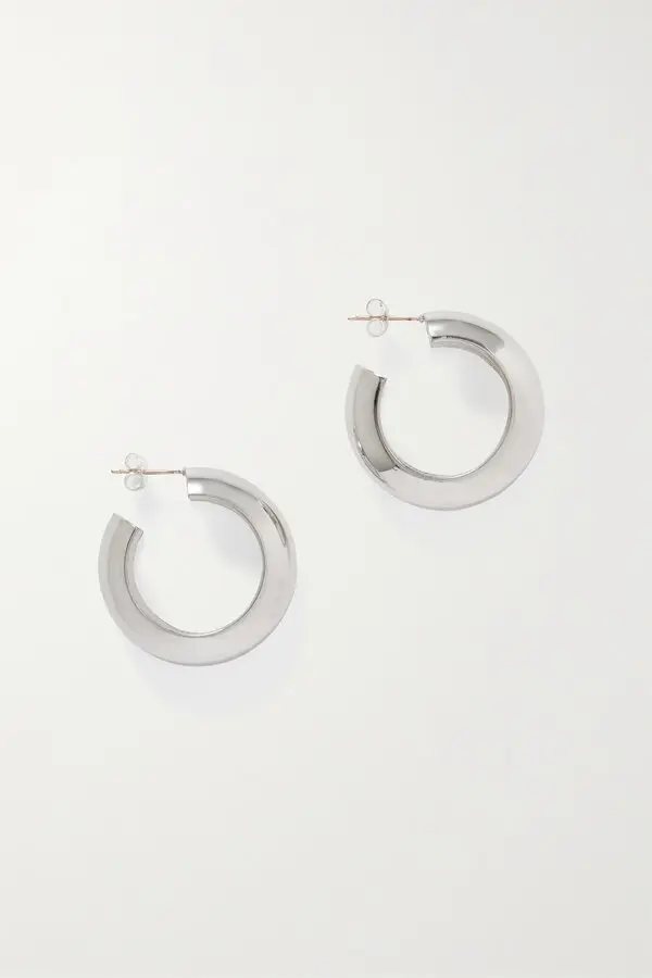 LAURA LOMBARDI Net Sustain Cusp Platinum-plated Recycled Hoop Earrings - Silver