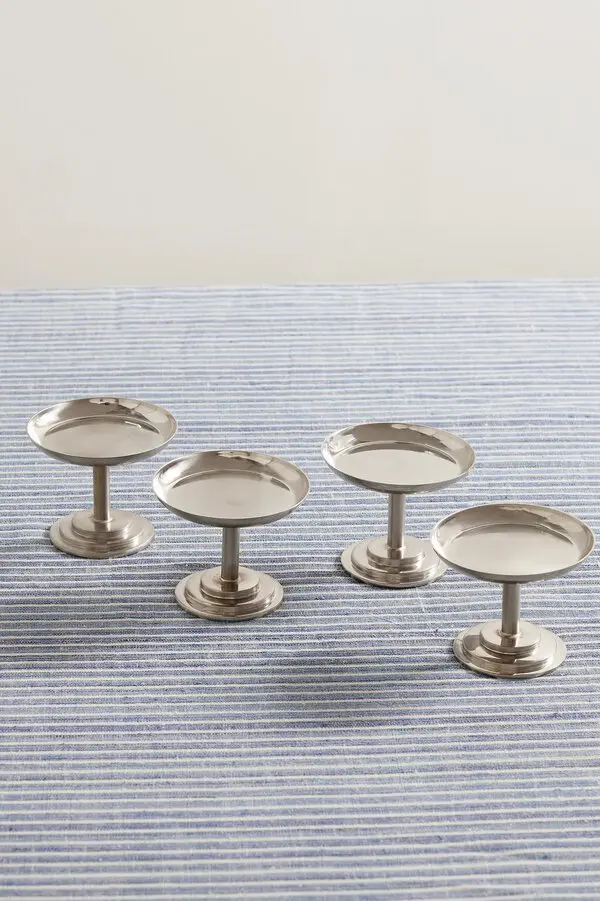 GOHAR WORLD Set Of Four Stainless Steel Dessert Stems - Silver