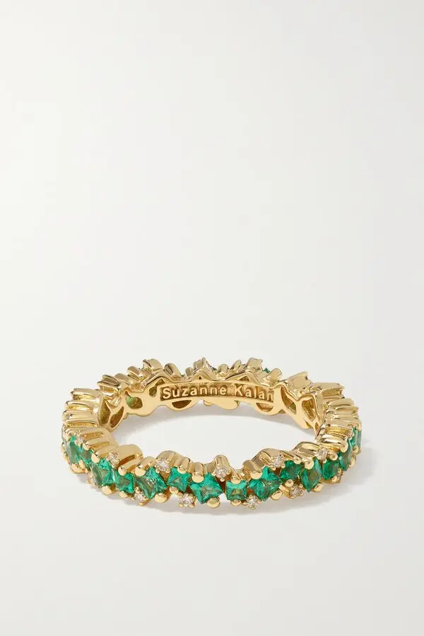 SUZANNE KALAN 18-karat Gold, Emerald And Diamond Ring - Green