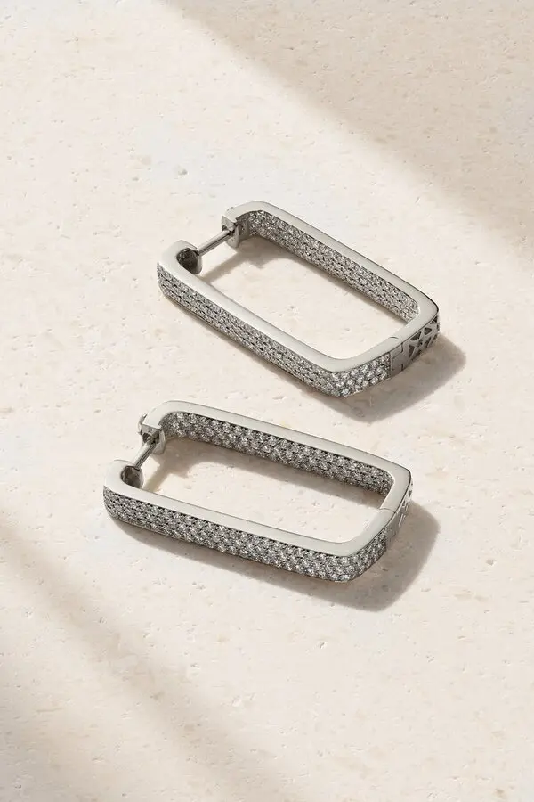 OFIRA Mini Box 18-karat White Diamond Hoop Earrings - Gold