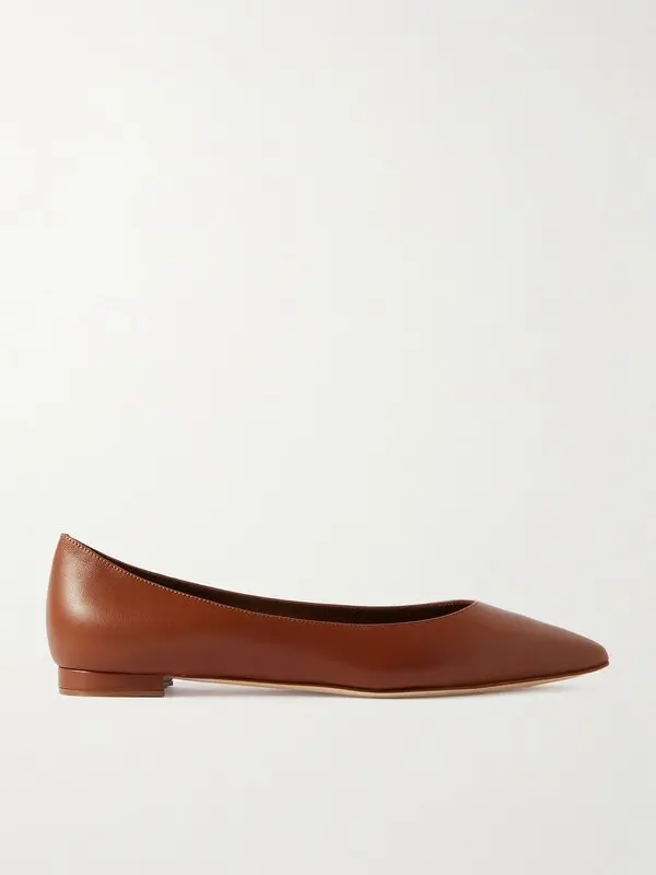 Manolo Blahnik Kietta Leather Flats - Brown