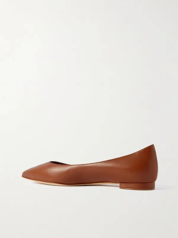 Manolo Blahnik Kietta Leather Flats - Brown