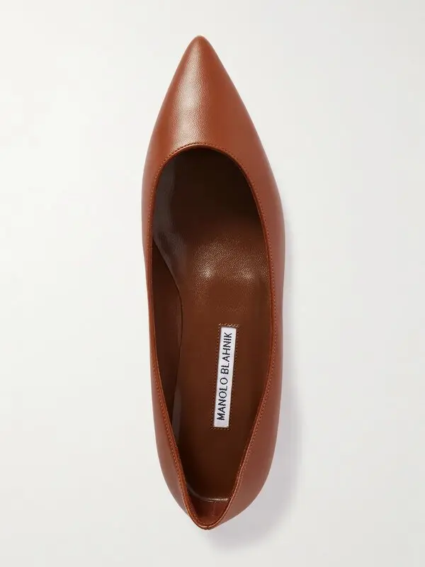 Manolo Blahnik Kietta Leather Flats - Brown