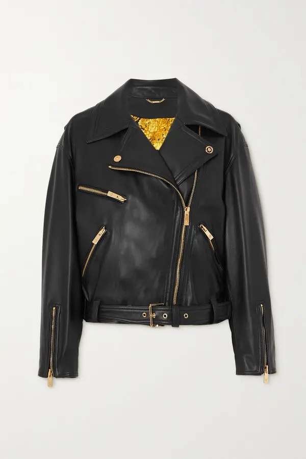 Versace Icons Belted Leather Biker Jacket