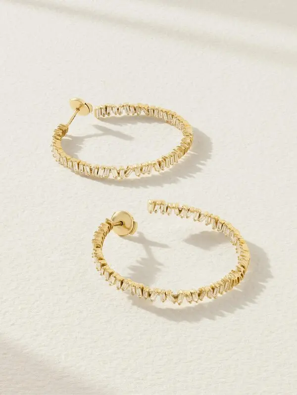 SUZANNE KALAN 18-karat Diamond Hoop Earrings - Gold