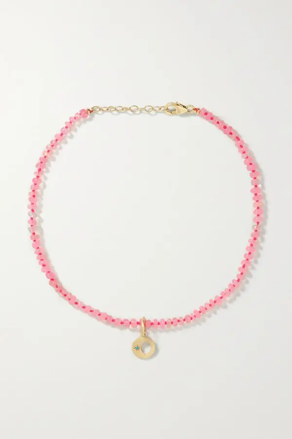 ANDREA FOHRMAN Mini Waning/ Waxing Gibbous 14-karat Gold, Opal And Turquoise Anklet - Pink